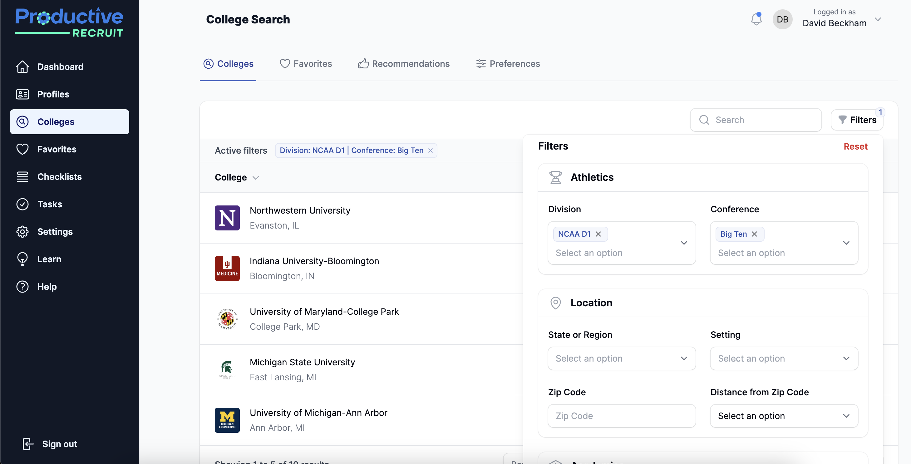 College Athletic Recruiting Software • ProductiveRecruit